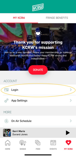 How do I access my digital member card in the KCRW app?